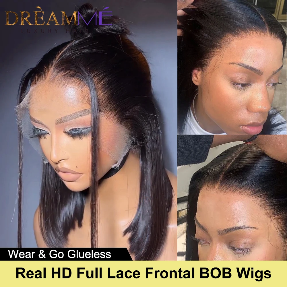 Invisible-HD-Lace-Front-Wigs-Short-Bob-Wig-Blunt-Cut-Wig-5X5-HD-Lace ...