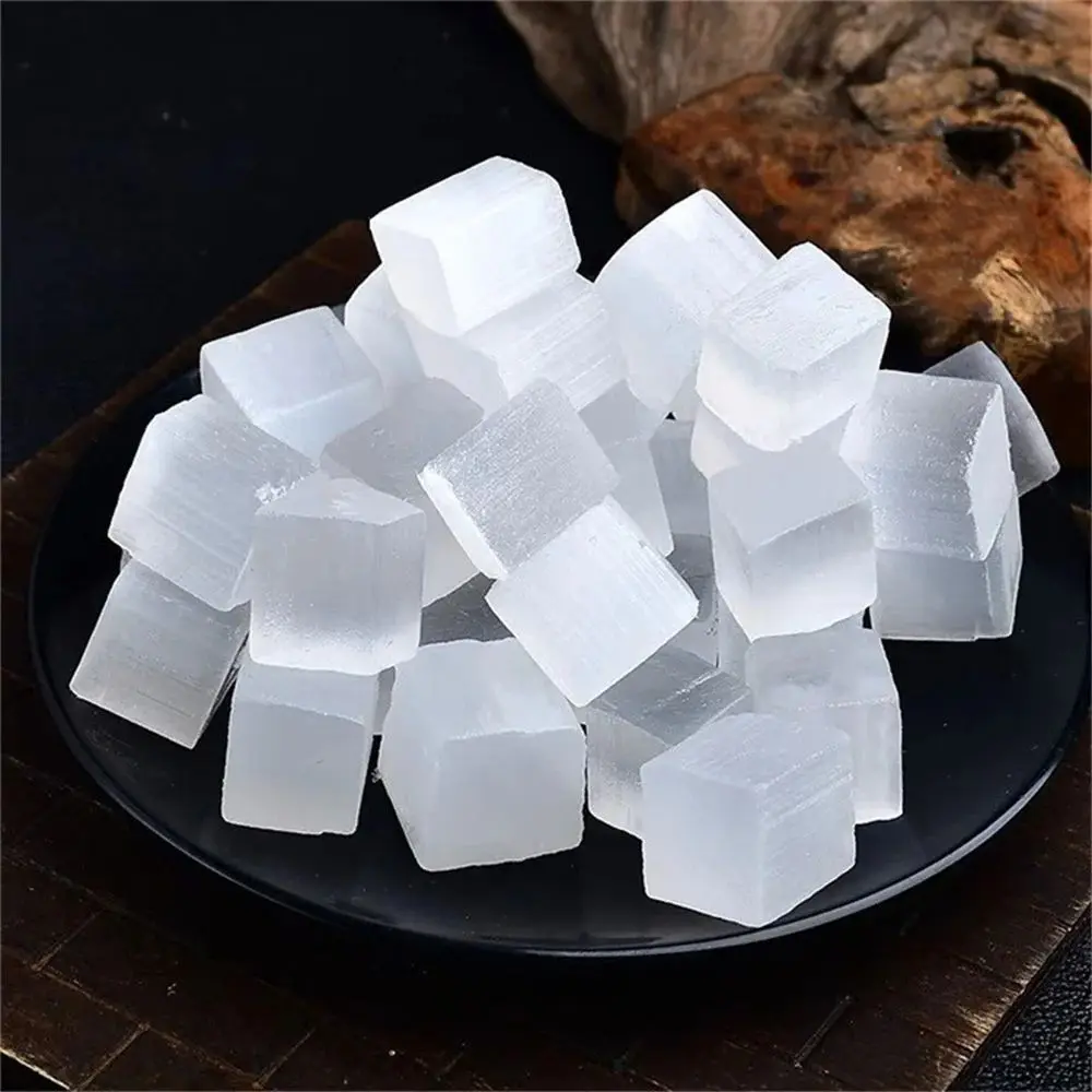 Natural White Selenite Cube Crystals Tumbled Stones Healing Stone Hand ...