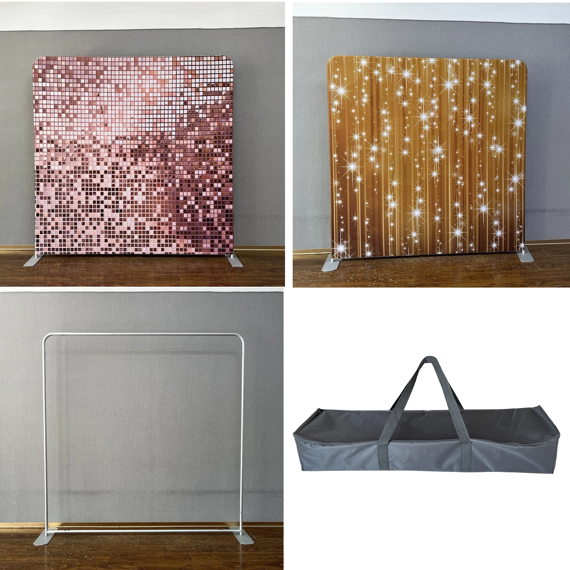 Rose gold sequins printed one double sided pillow backdrop with stand ...