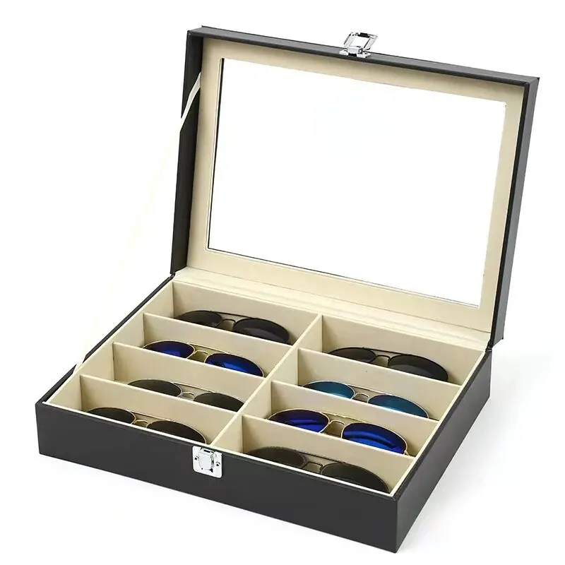8-Slots-PU-Leather-Glasses-Case-Sunglasses-Organizer-Storage-Box ...