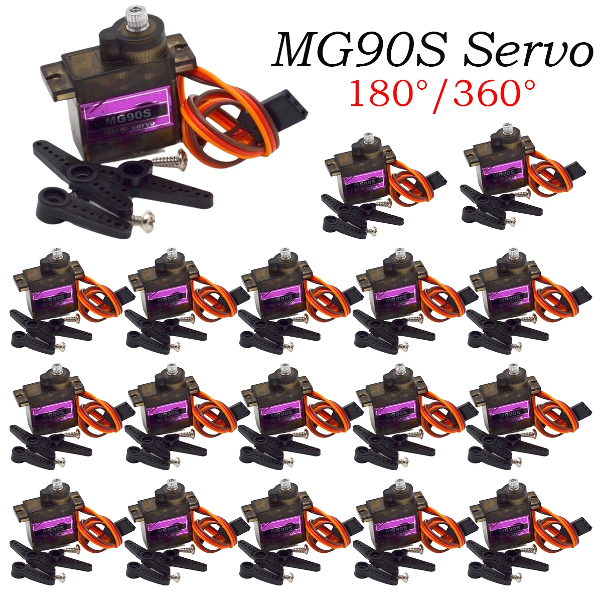 MG90S Servo 1/2/4/5/10/20 Pcs All Metal Gear 9g SG90 Upgraded Version ...