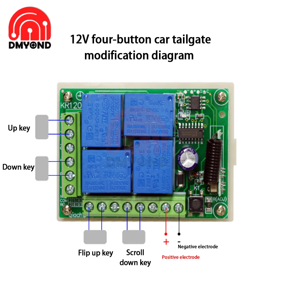 433MHz 315MHz Universal Wireless Remote Control DC 12V 4CH Relay ...