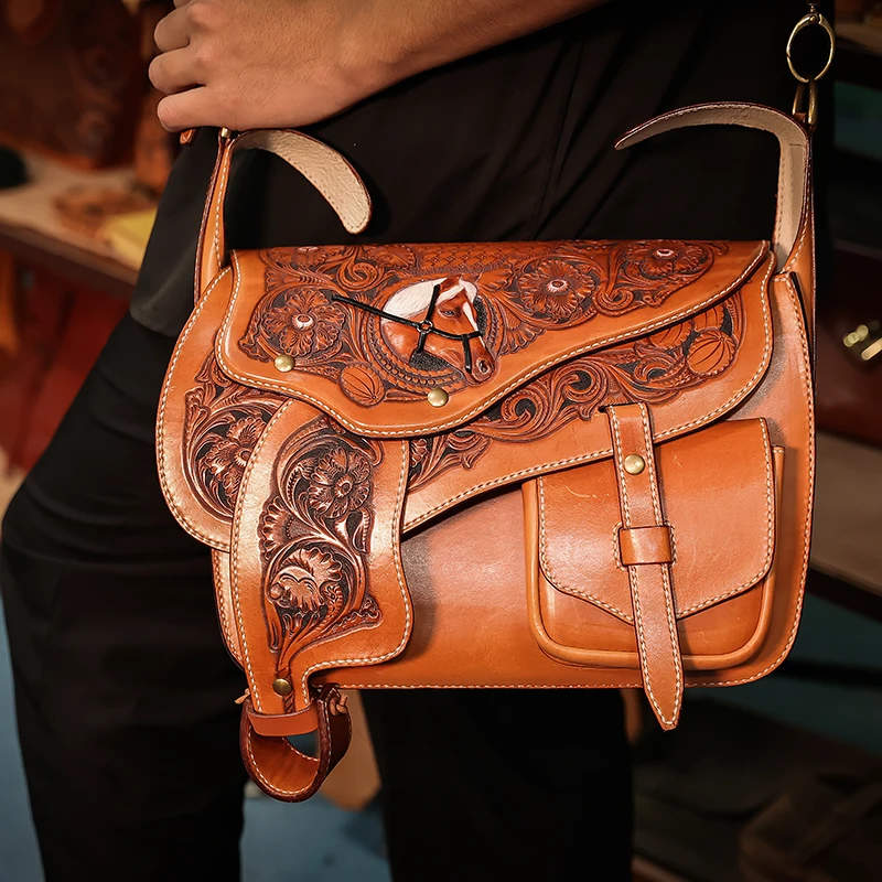 Handmade-Leather-goods-Leathercarving-Bag-Shoulder-Crossbody-Bags ...