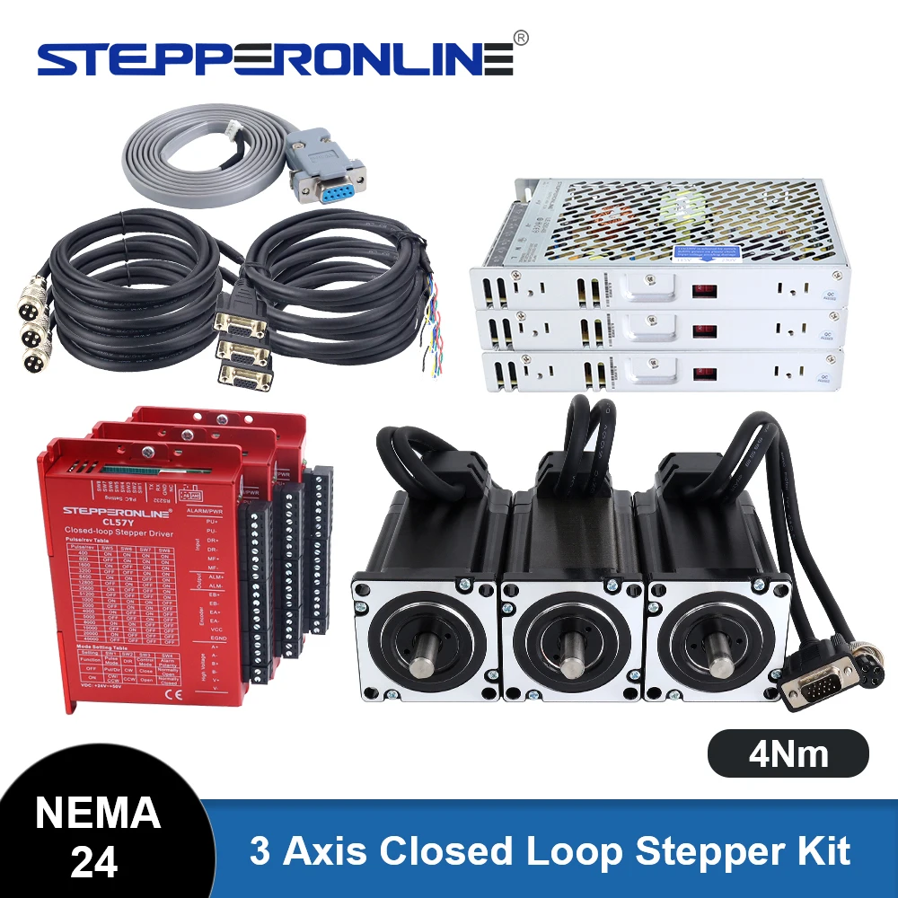 STEPPERONLINE 3 Axis Nema 24 Closed Loop Stepper Motor 4Nm with Nema24 ...