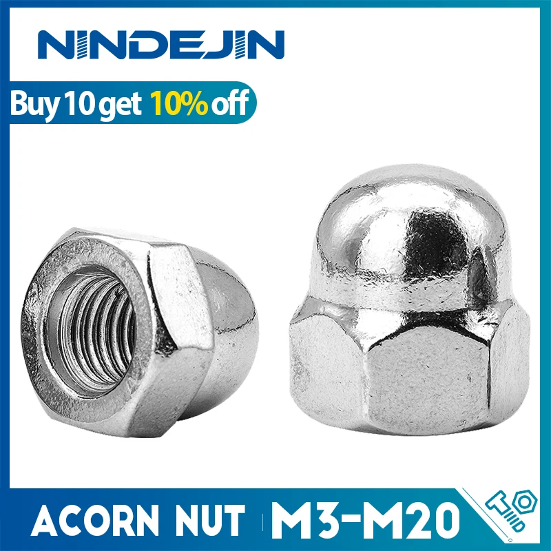 NINDEJIN Acorn Cap Nut M3 M4 M5 M6 M8 M10 M12 M14 M16 M18 Stainless ...