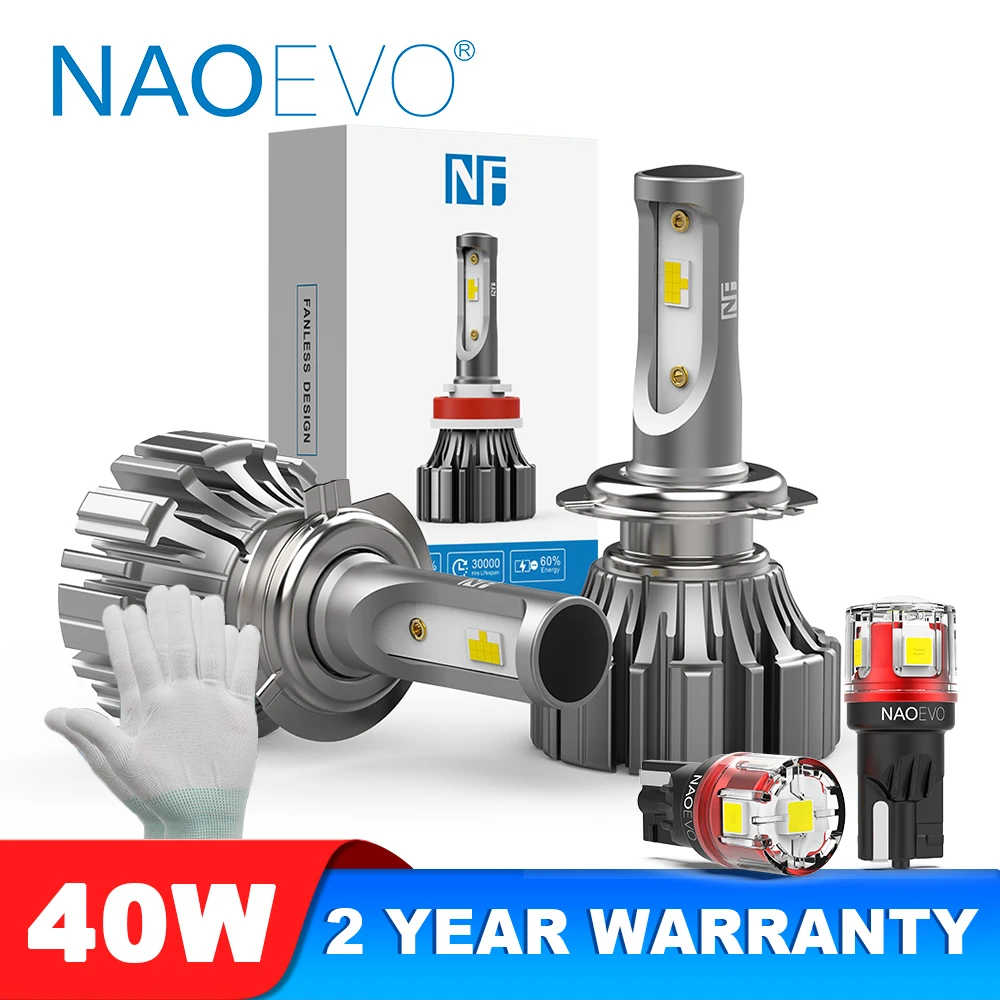 NAOEVO-H4-LED-Headlight-Bulb-12V-40W-6000K-White-LED-Light-for-Car ...