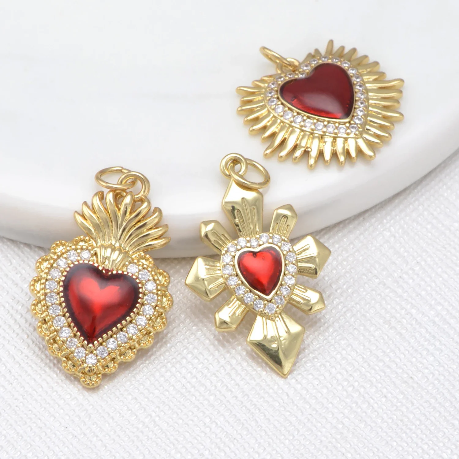 Sacred-Red-Heart-Pendants-for-Jewelry-Materials-Victorian-Love-Zircon ...