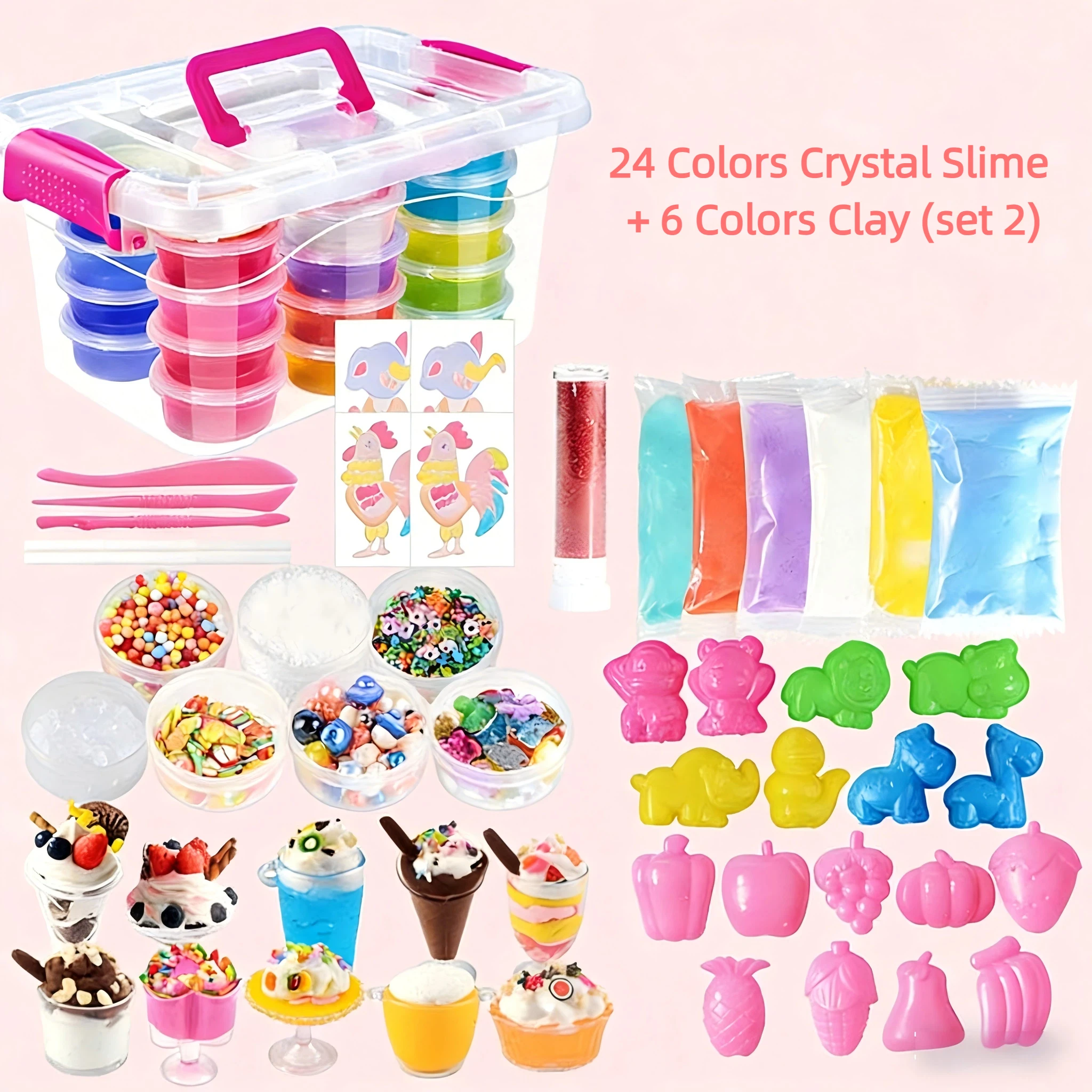 Crystal Slime Mud Kit Transparent Plasticine Kids DIY Handmade Craft ...