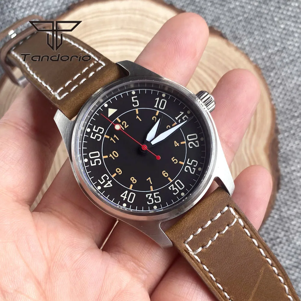 Tandorio Automatic 39mm Pilot Watch for Men 20BAR Waterproof Mechanical ...