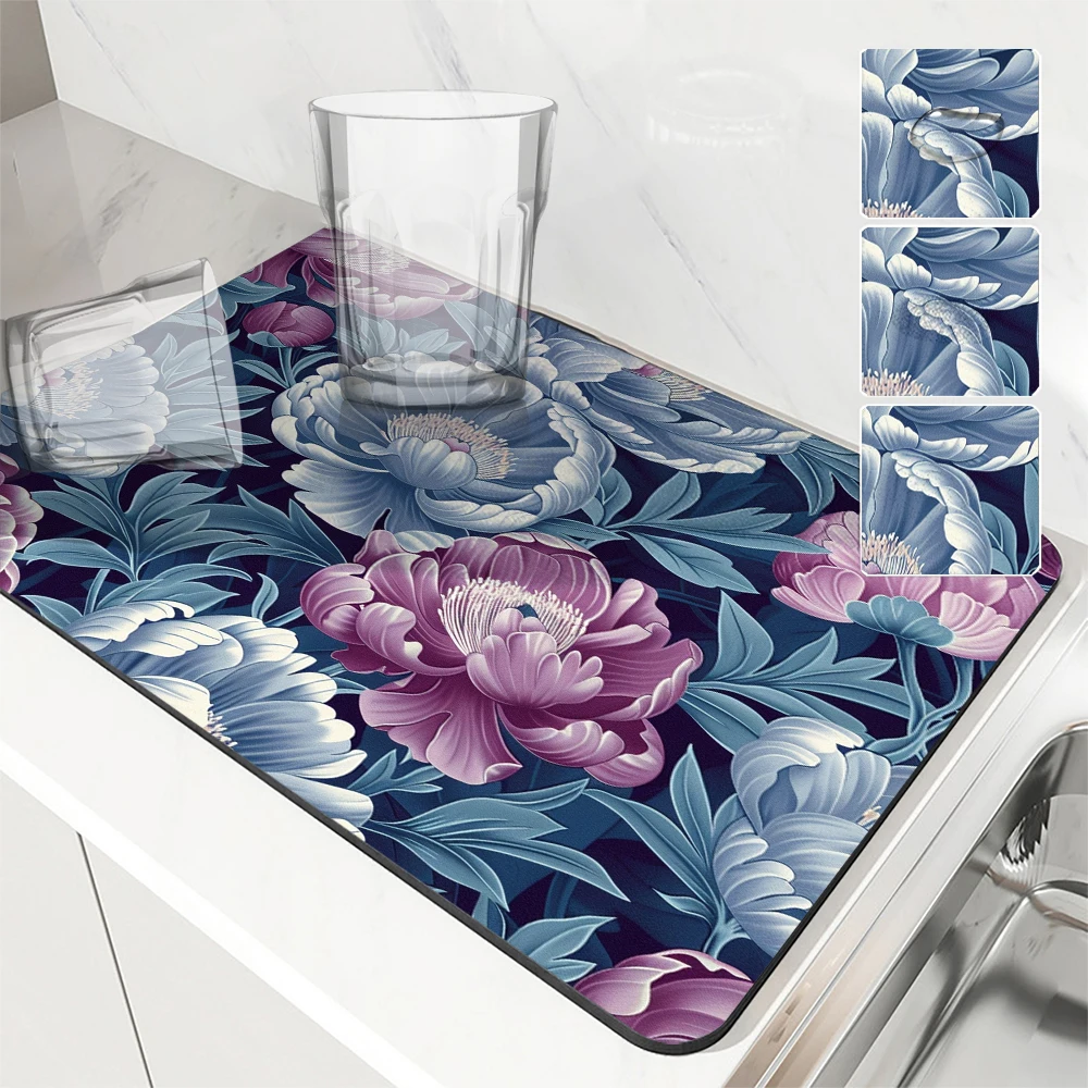 1pc-Drying-Mat-William-Morris-Plants-Flowers-Non-Slip-Absorbent-Mat ...