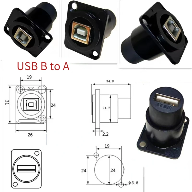 Usb B To A Usb3.0 To Type C Connector D Type Chassis Connector Female ...