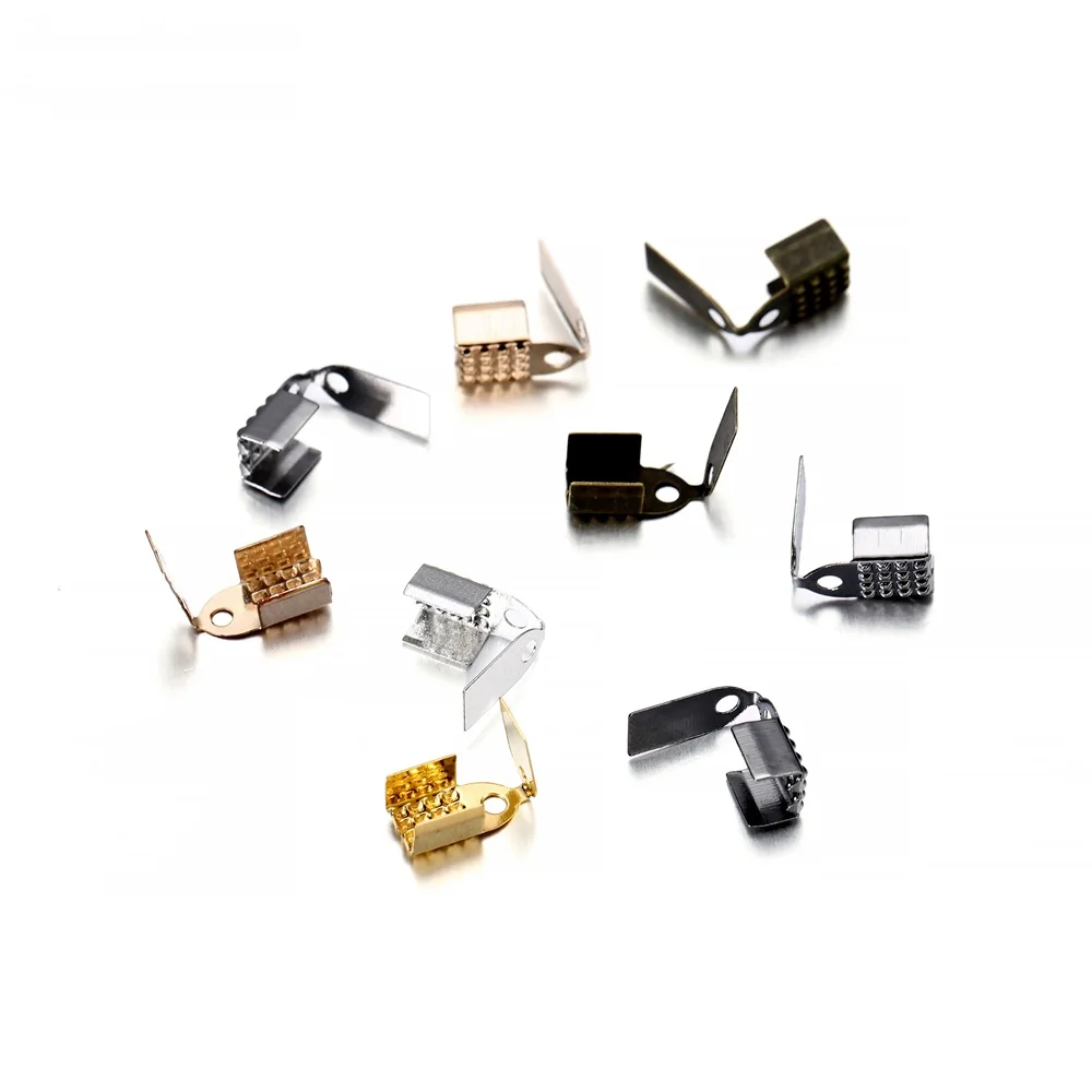 100pcs-4-5-6mm-Metal-Rope-Fastener-Crimp-Fold-Over-Cord-End-Cap-Leather ...