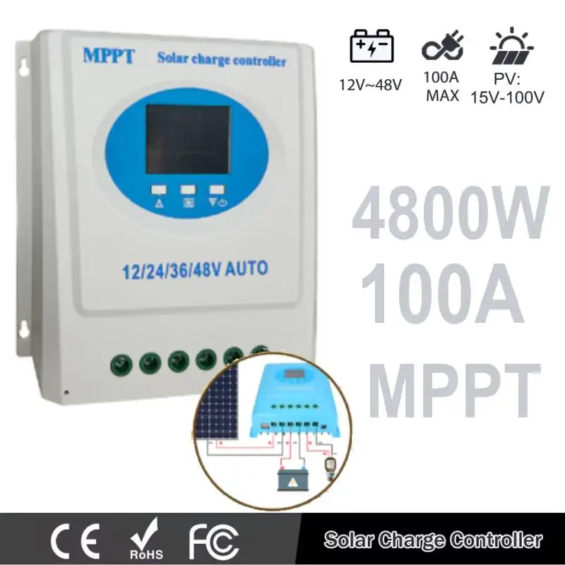 MPPT 100A 1200A 150A Solar Charge Controller with LCD Dual USB Output ...