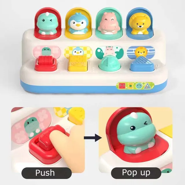 Interactive Pop Up Animals Toy Peekaboo Switch Box Button Box Treasure ...