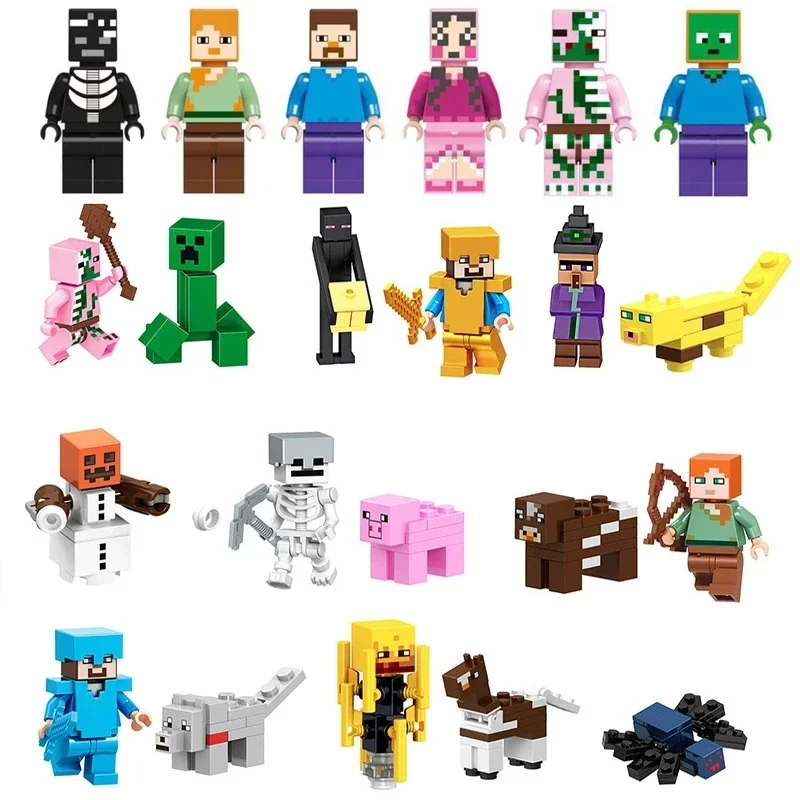 Cartoon-Game-Minecraft-Building-Block-Steve-Characters-Pixel-World ...