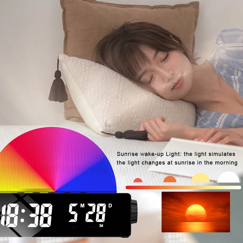 Simulated Sunrise Alarm Clock Wake Up Light With Fm Radio 10 Color ...