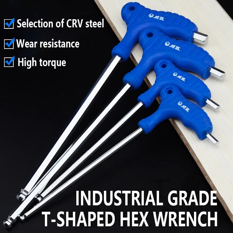 1Pc-Ball-Head-T-shape-Hex-Wrench-2-10MM-CR-V-Hex-Key-Hexagon ...