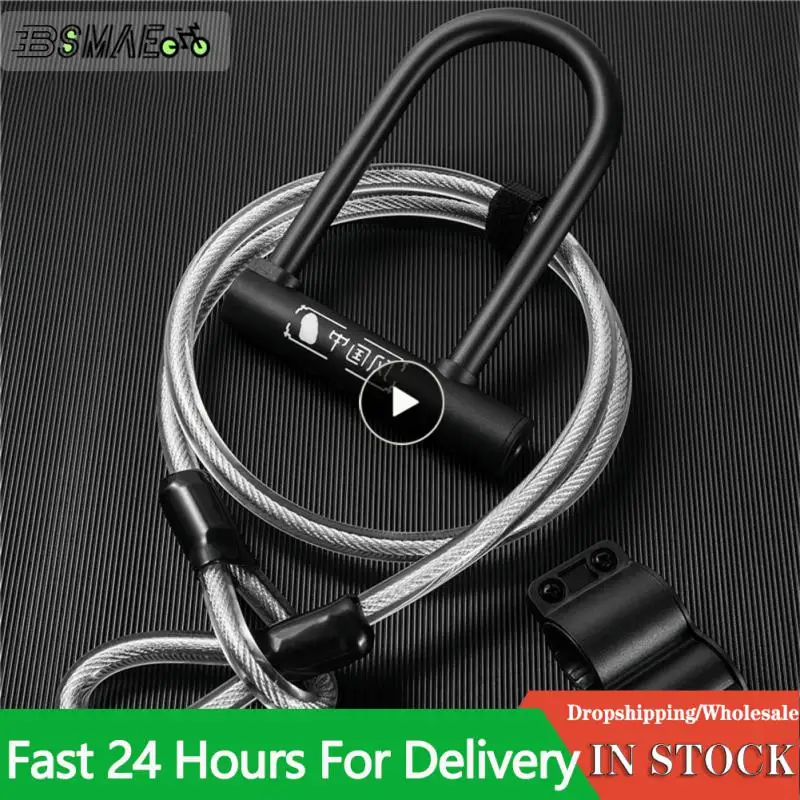 Durable-Portable-Bicycle-Steel-Lock-With-Cable-U-shaped-Lock-Sturdy ...