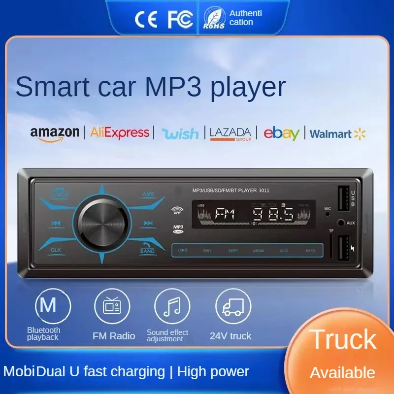 12V-24V-1Din-Stereo-Car-MP3-Player-FM-Radio-Bluetooth-Car-Audio ...