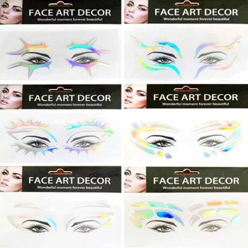 Face Art Decor New Rainbow Color Makeup Eye Stickers Laser Face ...