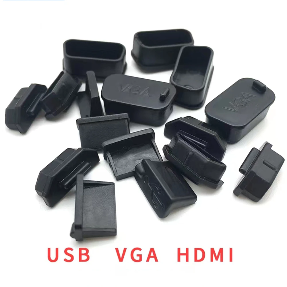 2/5/10Pcs USB HDMI VGA Black Dust Plug Laptop Dust Plug Stopper ...