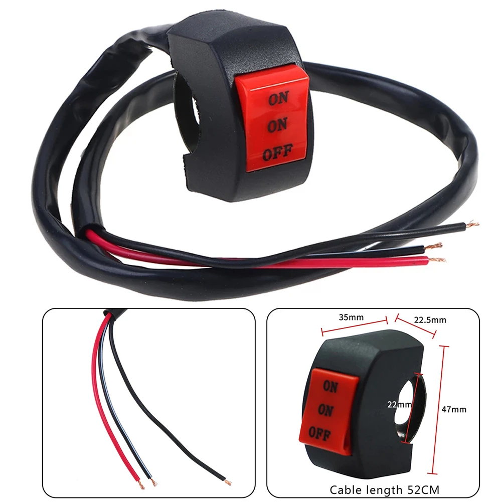 22mm LED Headlight Switch Far Near Three Line Motorcycle Handlebar ...