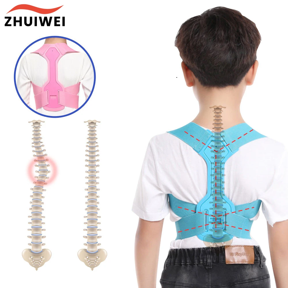 Children Adjustable Posture Corrector Back Support Boys Girls Shoulder ...