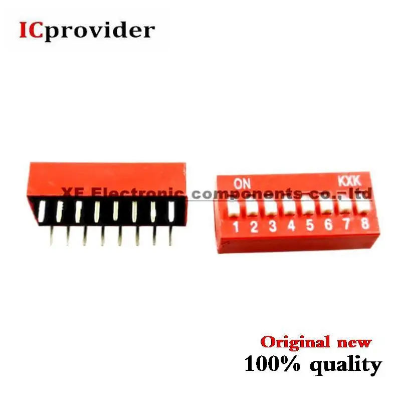 100pcs 8p 8 Position Dip Switch 2.54mm Pitch 2 Row 16 Pin Dip Switchs ...