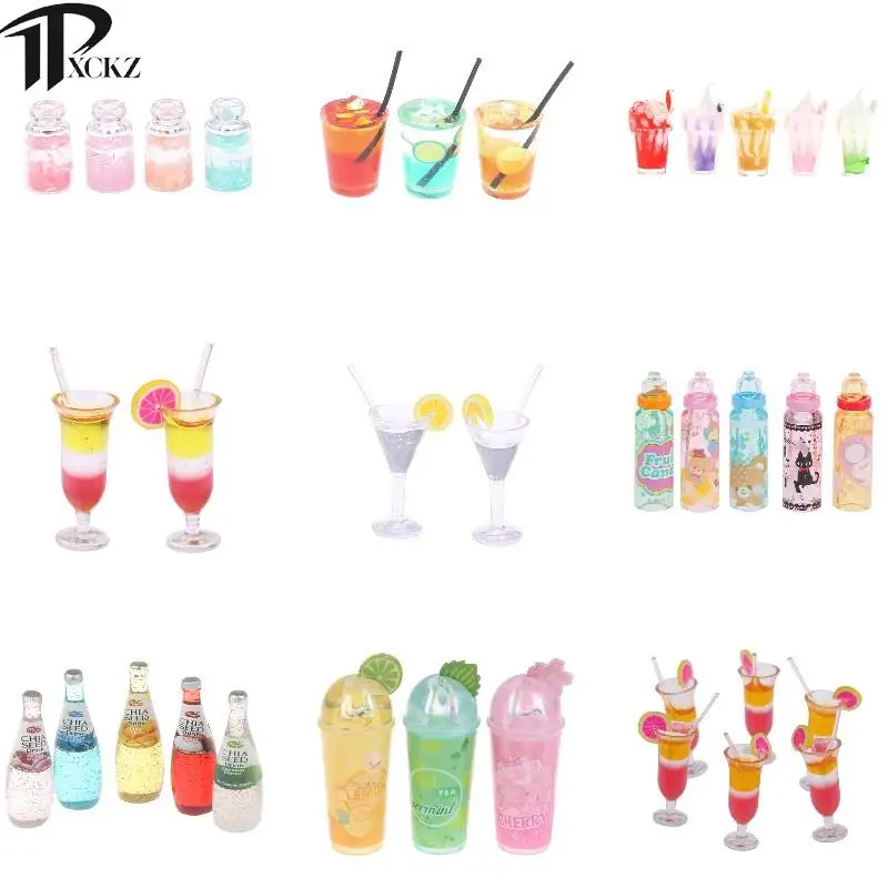 Dollhouse-Mini-Drink-Glass-Jar-Cocktail-Cutlery-Set-Plate-Mug-Bowl ...