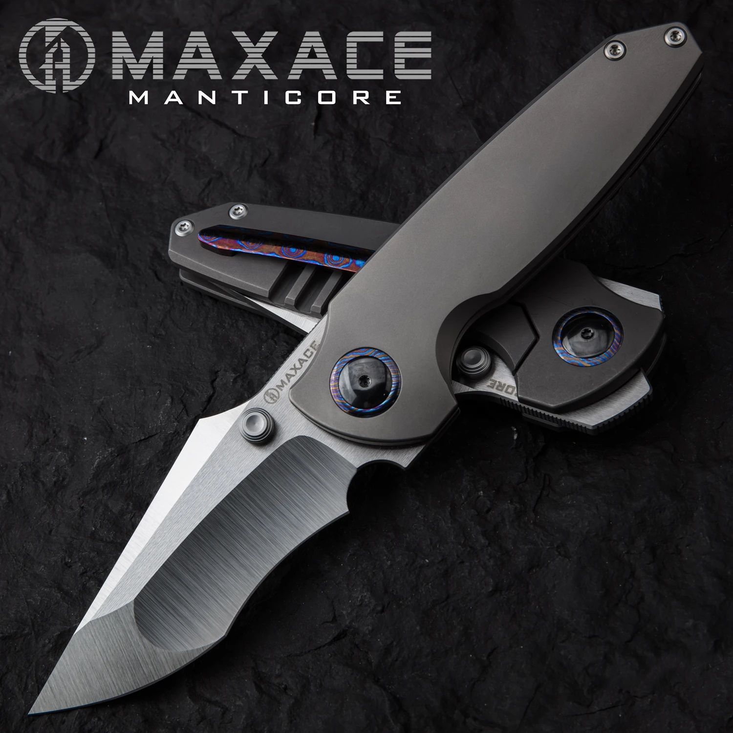 Maxace-Manticore-Folding-Knife-Titanium-Handle-Outdoor-Hunting-Camping ...
