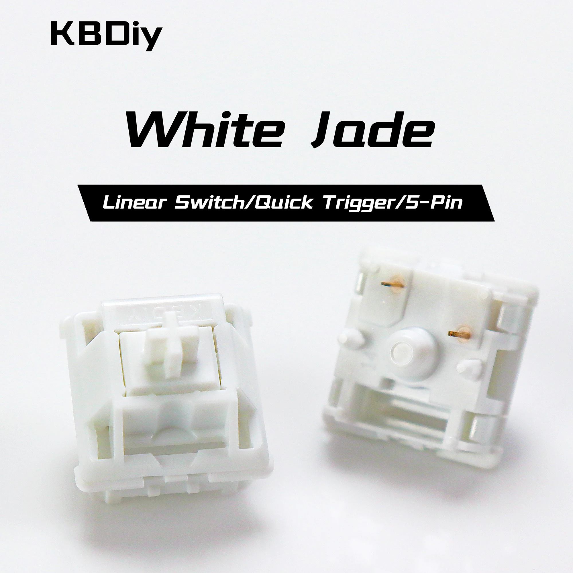 KBDiy White Jade Switch Keyboard 5-Pin 42gf LY Stem POM Linear Switches ...