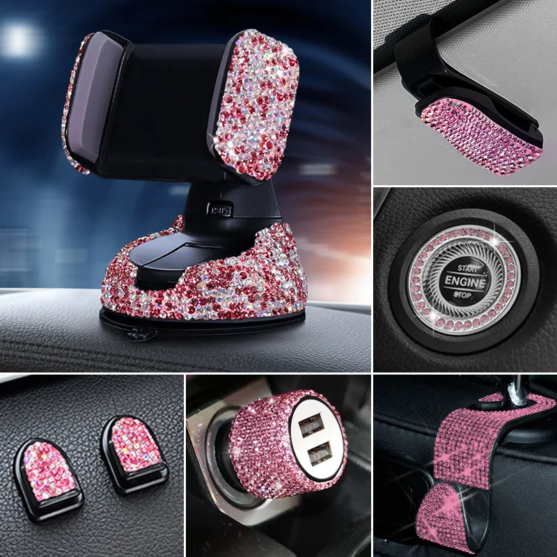 20Pcs-Set-Rhinestone-Car-Phone-Holder-Universal-Auto-Interior-Hooks ...