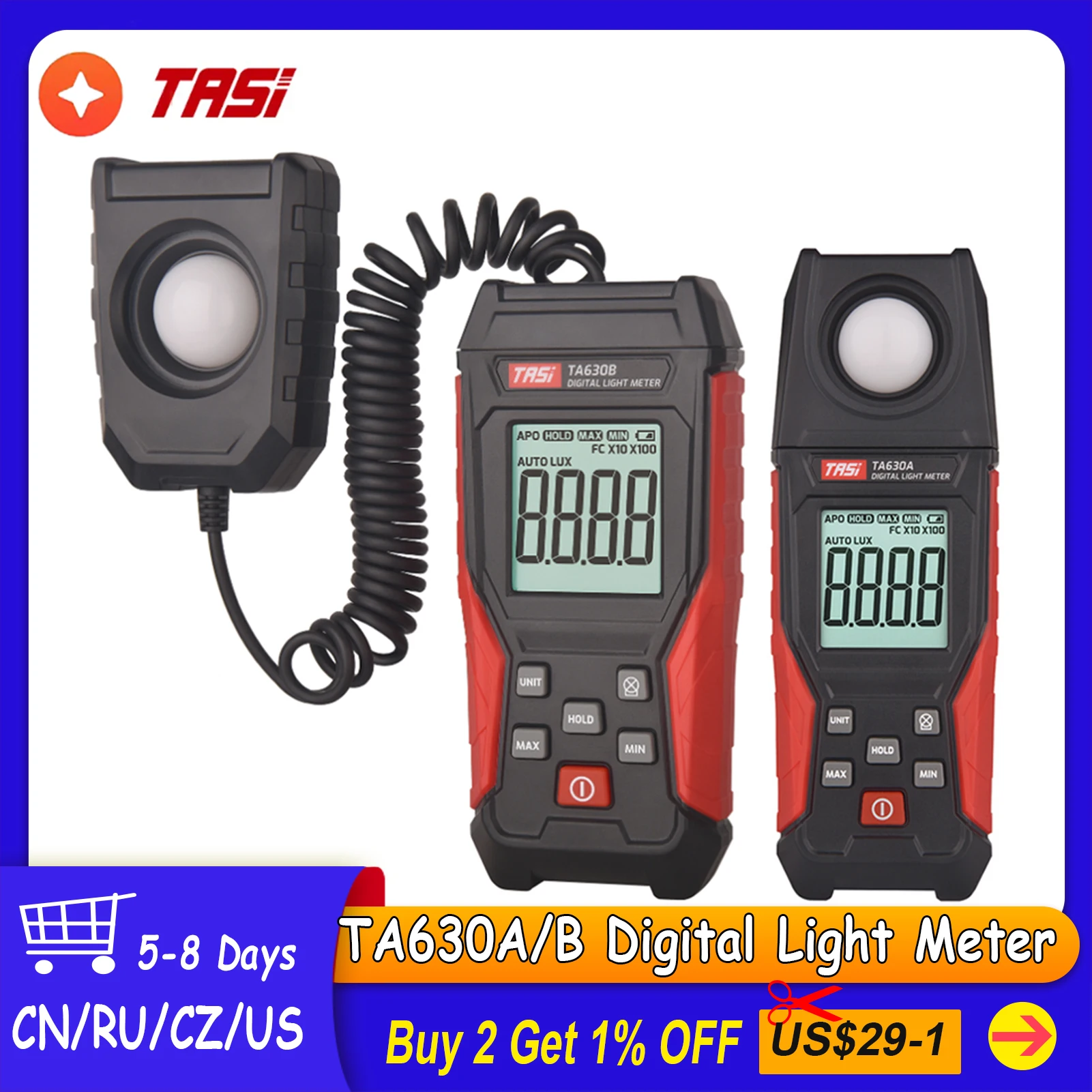 TASI-TA630A-TA630B-Digital-Light-Meter-Illuminance-Lux-Meter-Record-LCD-0-200-000-Measurement ...