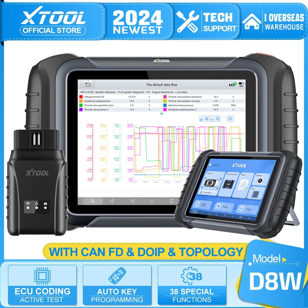 XTOOL-D8W-D8-BT-OBD2-Scanner-Car-Diagnostic-Tools-ECU-Online-Coding-Bi ...