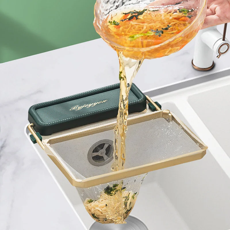 Sink-Filter-Rack-Kitchen-Foldable-Sink-Strainer-Mesh-Bag-Stand-Waste ...