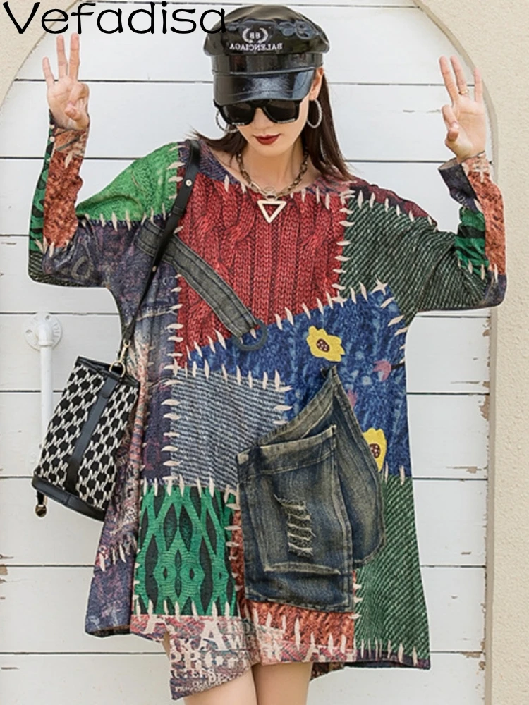 Vefadisa-2022-Autumn-New-Women-Clothing-Retro-Hit-Color-Printing ...