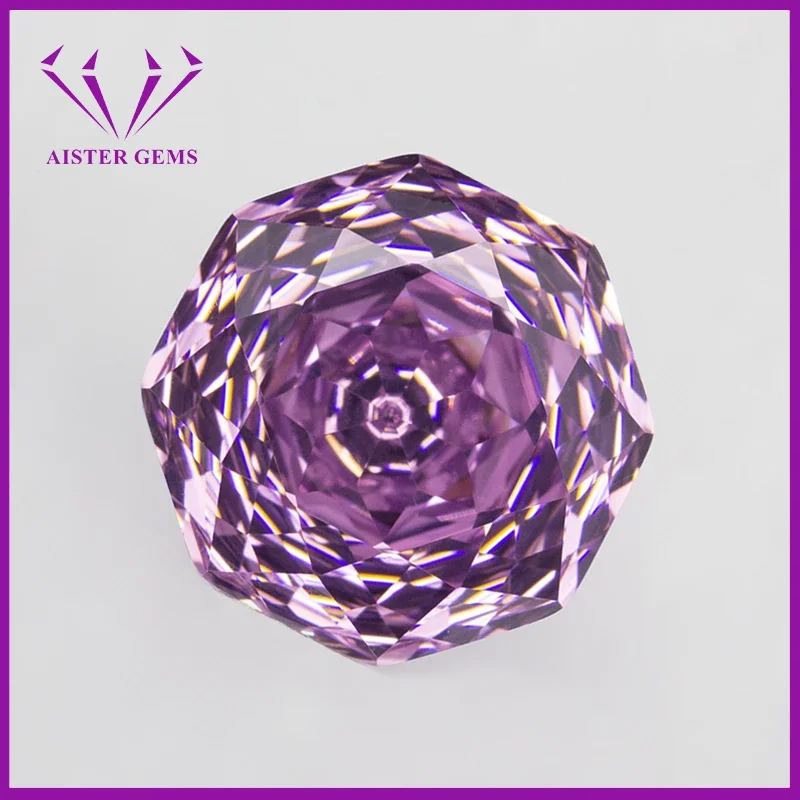New 5A Fancy Purplish Pink Millennium Octagon Rose Cut Cubic Zirconia ...