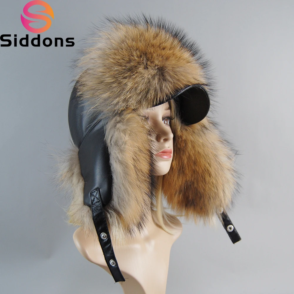 2022 New Style Winter Ushanka Hat Men Women's Pilot Aviator Bomber Trapper Hats Real Fox Fur ...