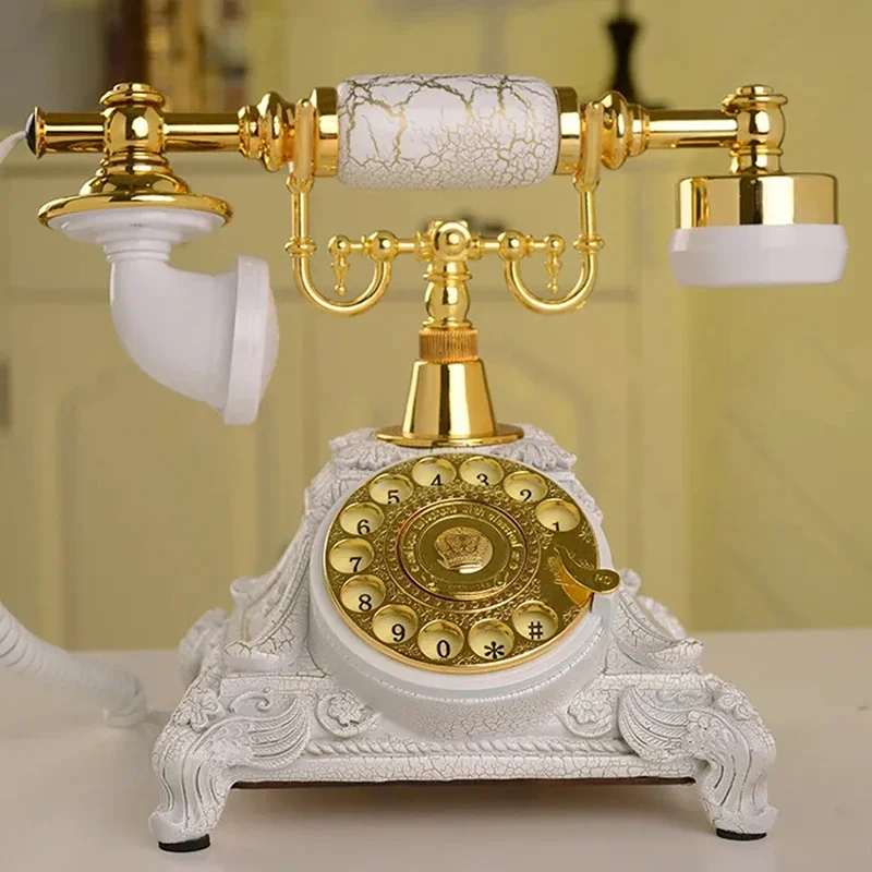 Retro-Corded-Telephone-Marble-Brushed-Desktop-Lindline-Phone-Rotary ...