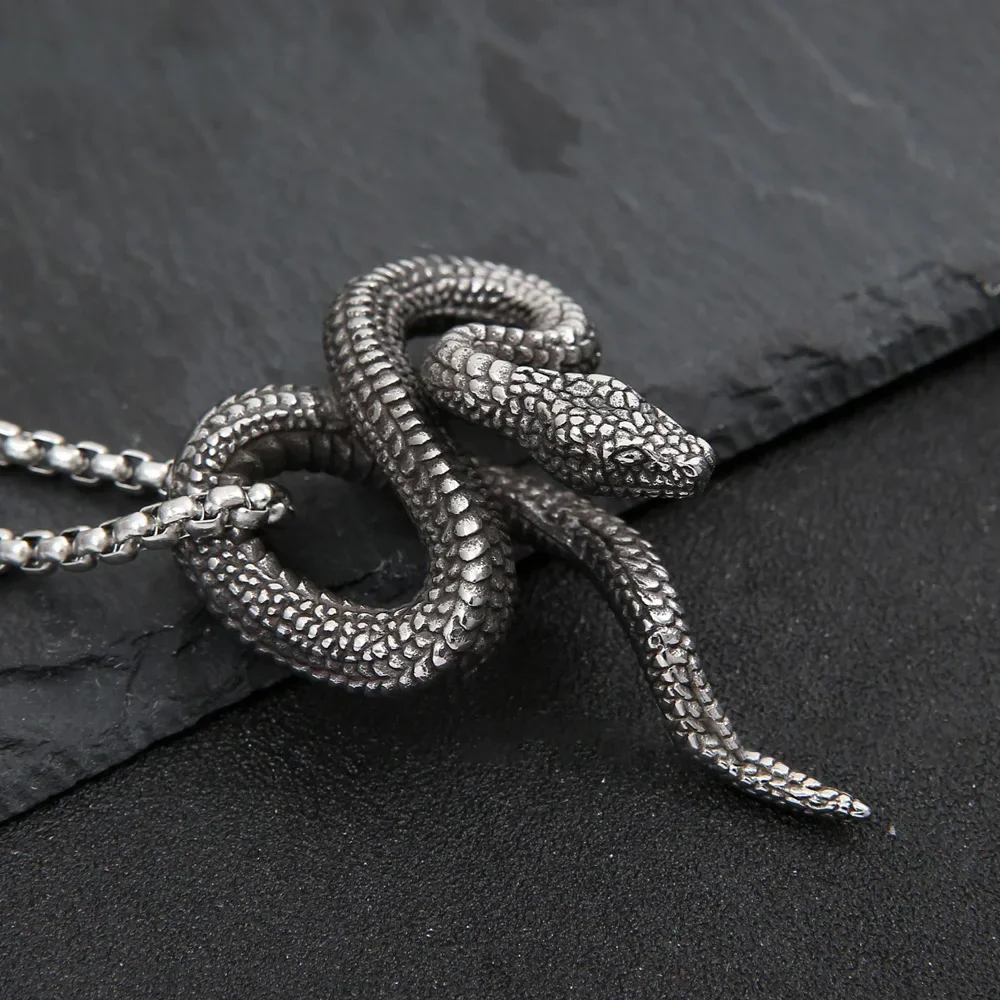 Vintage-316L-Stainless-Steel-Snake-Pendant-Necklace-Punk-Hip-Hop-Biker ...