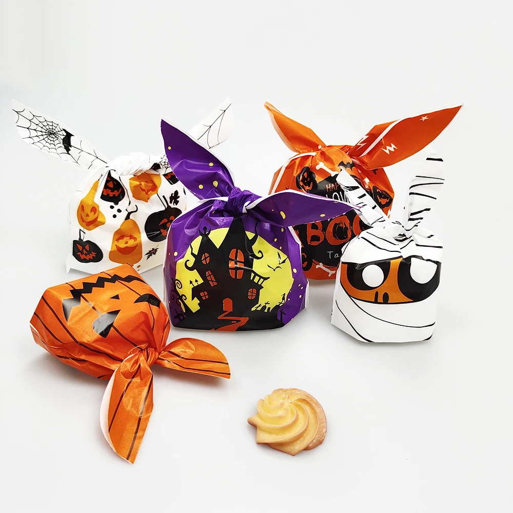 50Pcs-Halloween-Candy-Bags-Rabbit-Ear-Pumpkin-Plastic-Bag-Biscuits ...