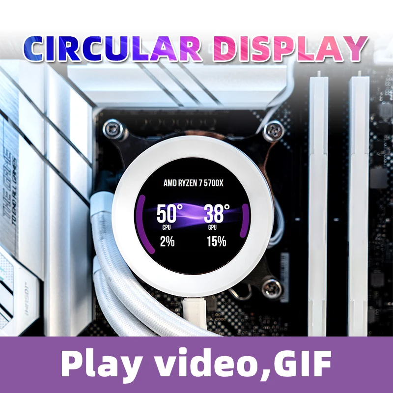 Radiador-CPU-Refrigerado-a-gua-Integrado-Ecr-Redondo-Ecr-Din-mico ...