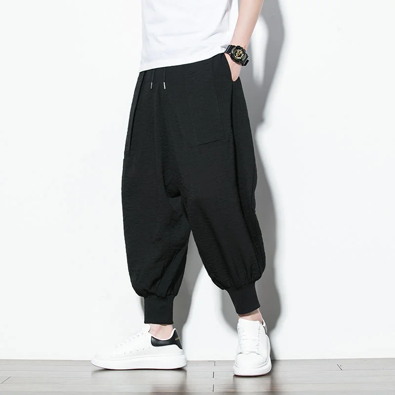MrGB-Chinese-Style-Casual-Mens-Harem-Pants-Large-Size-Wide-Leg-Solid ...