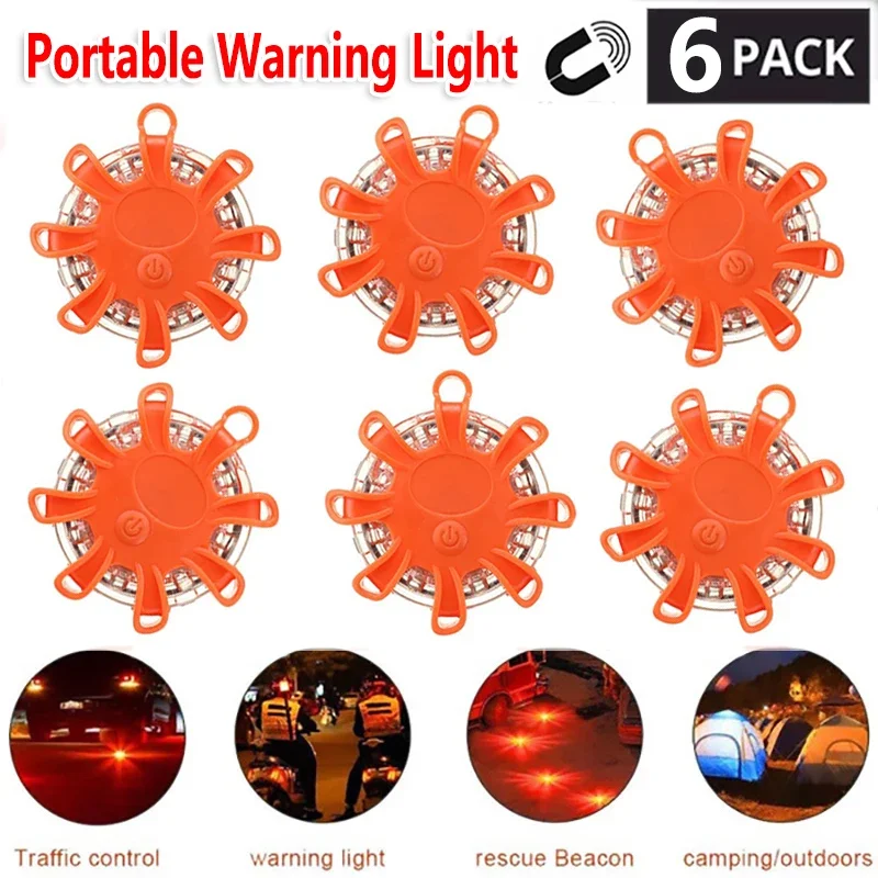 6-1Pcs-LED-Warning-Light-Built-in-Battery-3Mode-Safety-Flare-Dash ...