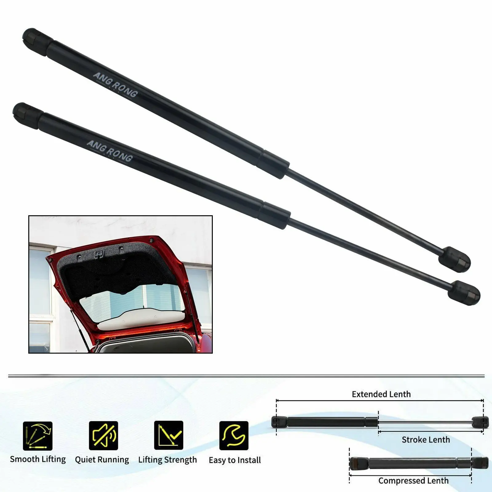 2x Fiat 500 Hatchback 2007-onwards Tailgate Boot Trunk Gas Struts ...