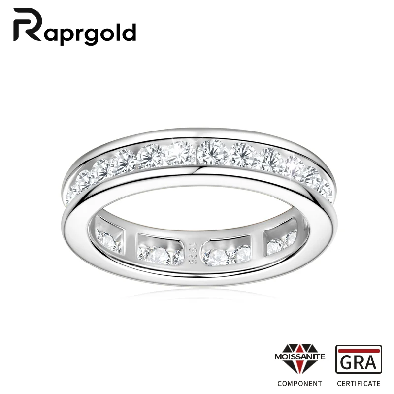 RAPRGOLD GRA Certified Round Cut Moissanite Rings for Women S925 Silver ...