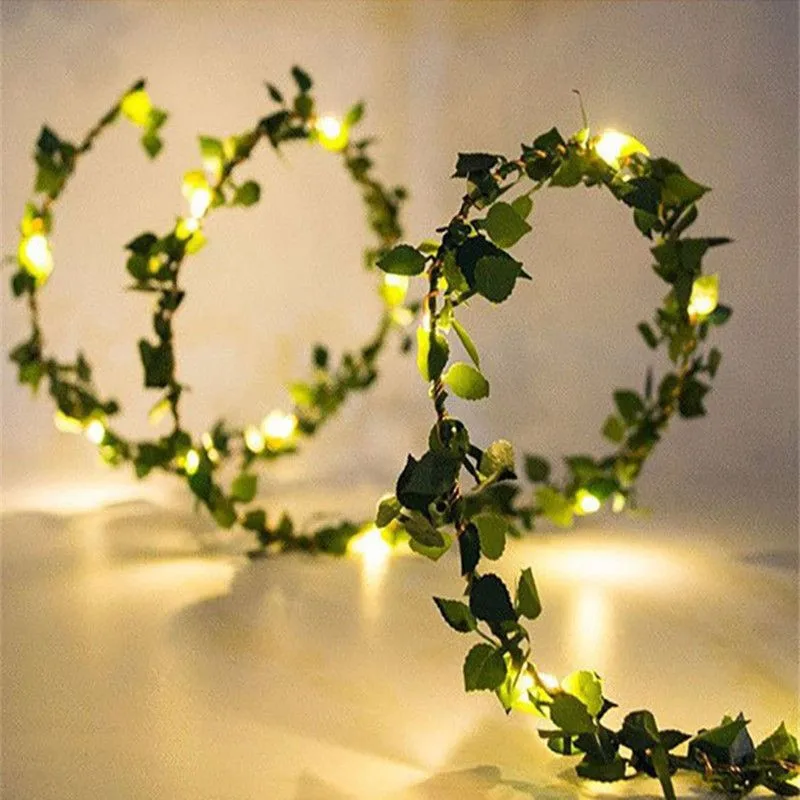 Artificial-Flower-Leaf-Led-Fairy-Lights-Garland-Christmas-Tree ...