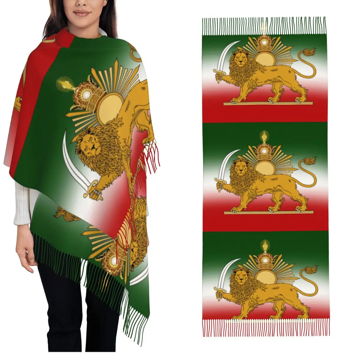 Unisex Scarf Warm Soft Flag Of Iran Iranian Headwear Scarves with Long ...