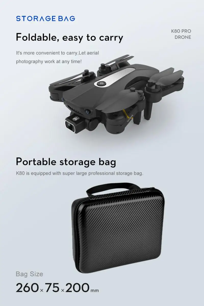 K80 PRO Drone 4k 8k HD Camera WiFi GPS Drones Single Dual Camera Foldable Quadcopter – 5 Star Drones