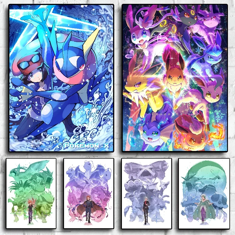 Pokemon Vintage Japanese Anime canvas painting Characters Poster ...